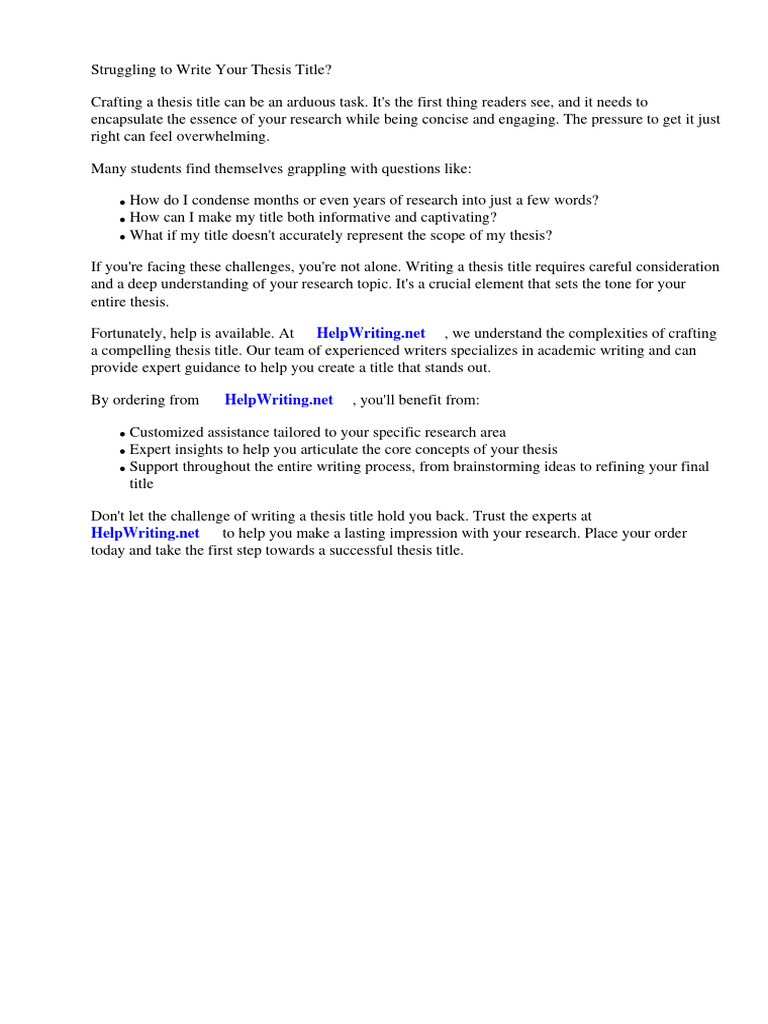 Guidelines Writing Thesis Title | PDF