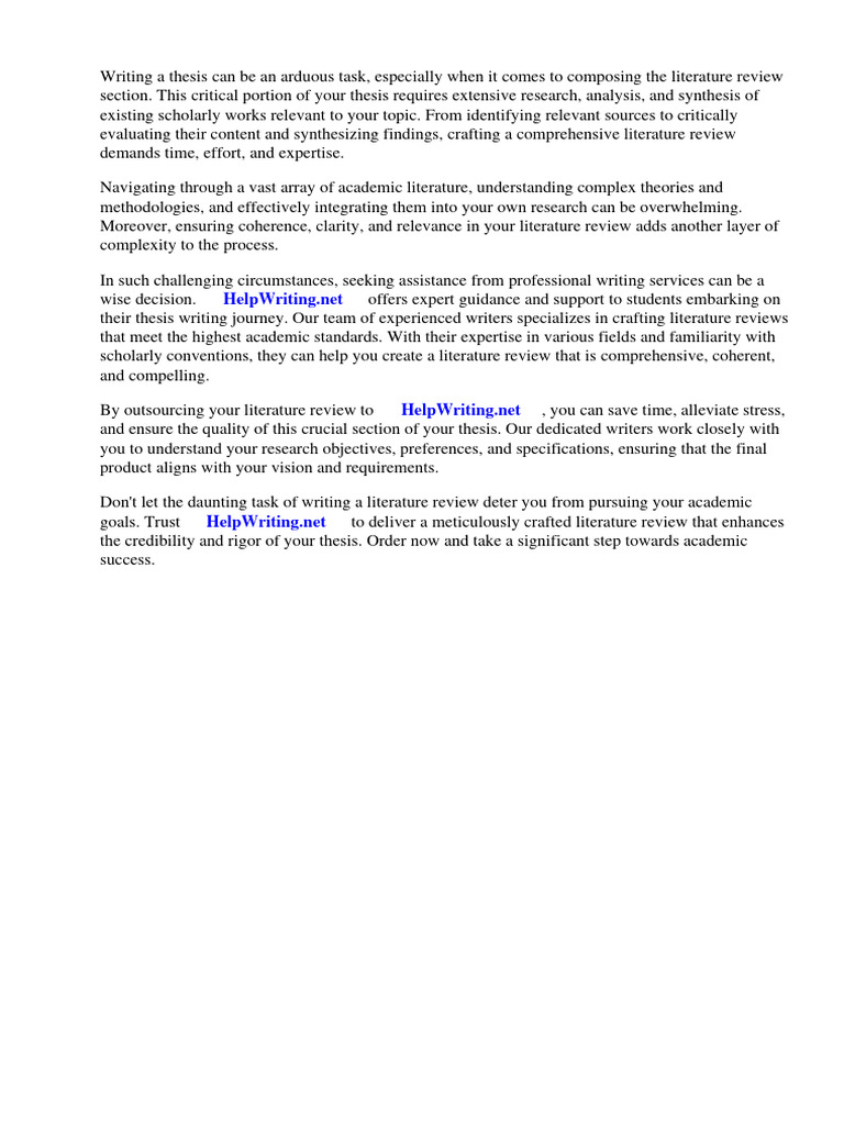 Example of Thesis Literature Review | PDF