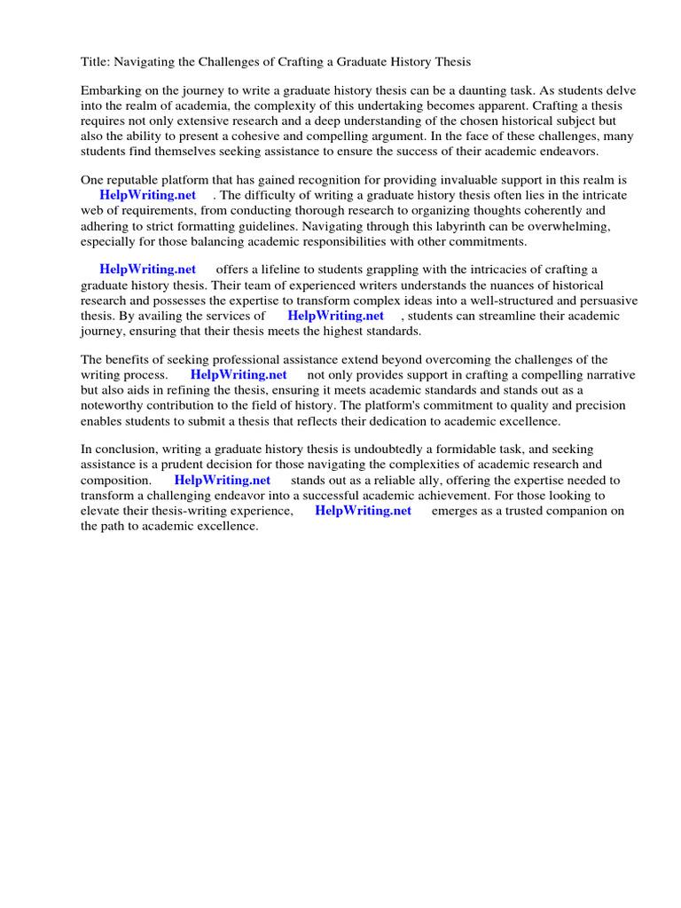 How To Write A Graduate History Thesis | Download Free PDF | Thesis ...