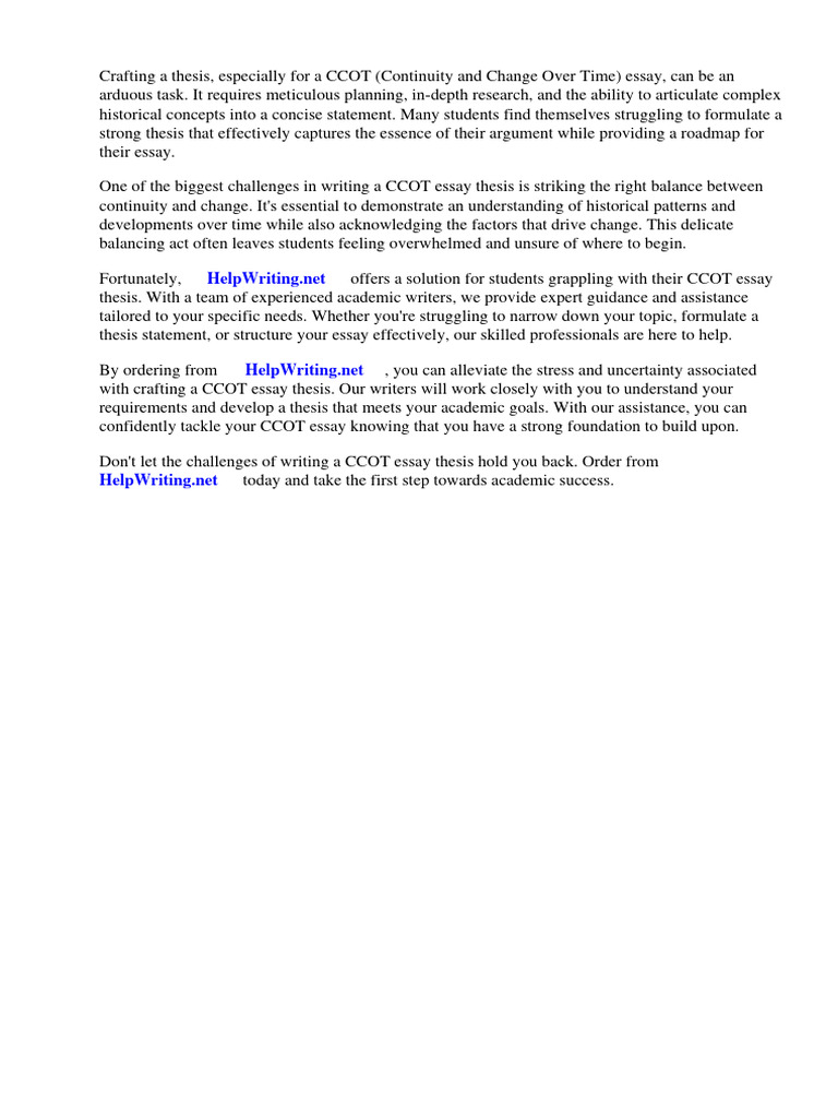 Ccot Essay Thesis Outline | PDF