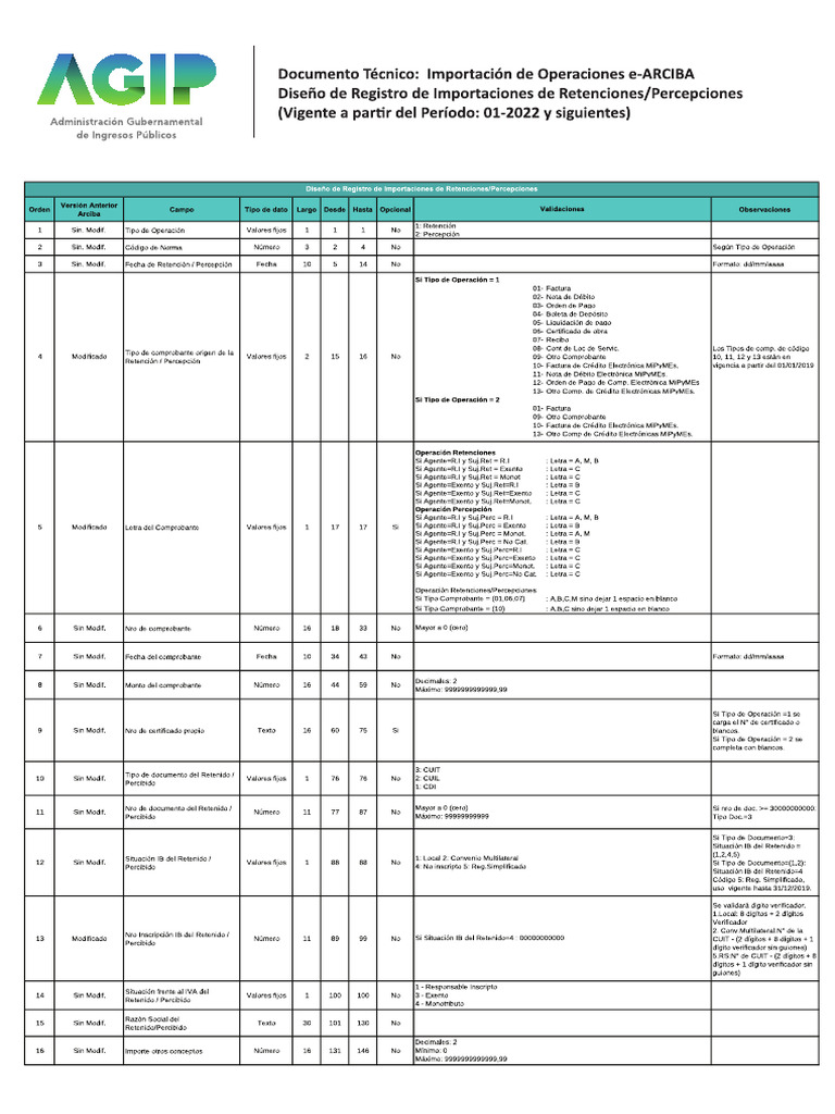 Diseño Importador Agente de Recaudación AGIP | PDF