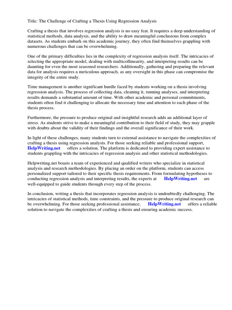Thesis Using Regression Analysis | PDF Thesis Using Regression Analysis | PDF