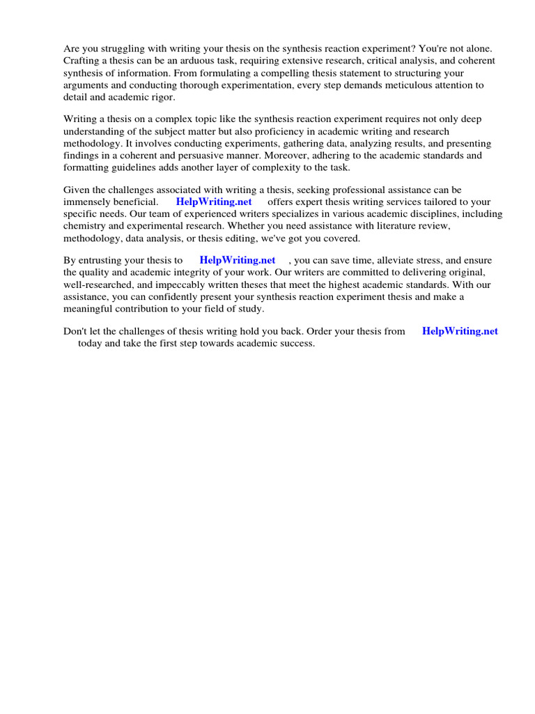 Synthesis Reaction Experiment | PDF