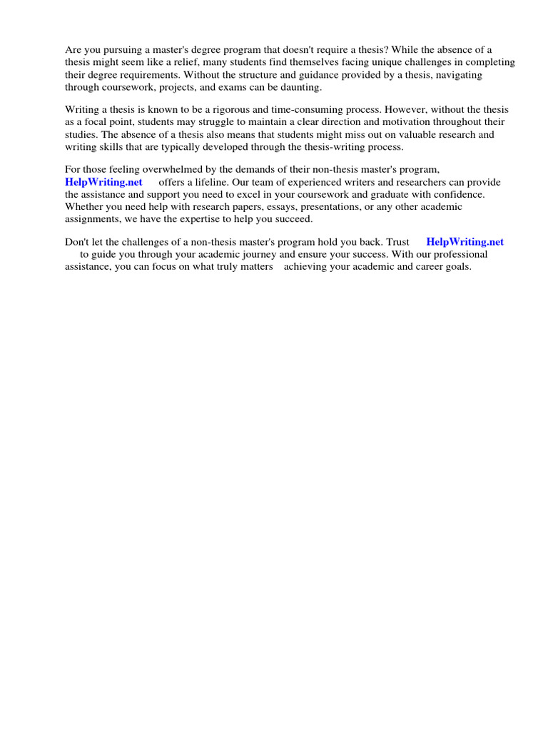 Masters Degree Programs Without Thesis | PDF