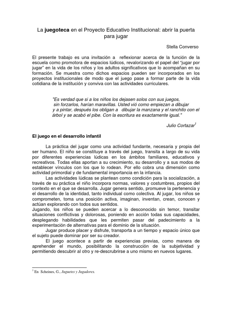 La Juegoteca en El PEI | PDF | Adultos | Plan de estudios