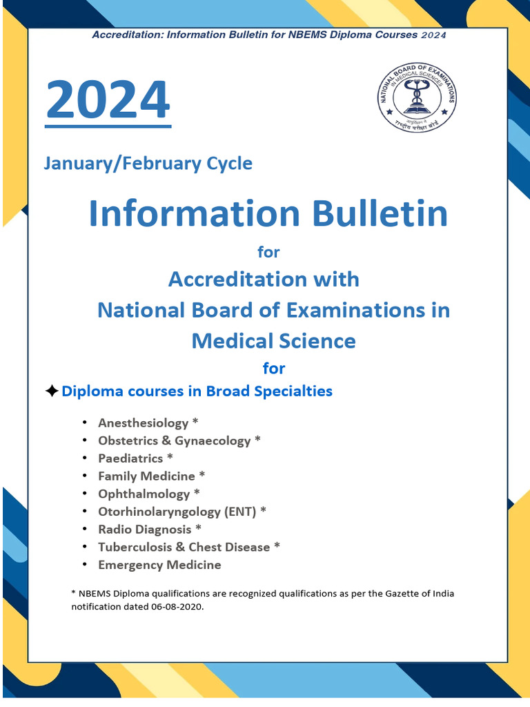 NBEMS Diploma Accreditation Bulletin 2024 | PDF | Doctor Of Medicine ...