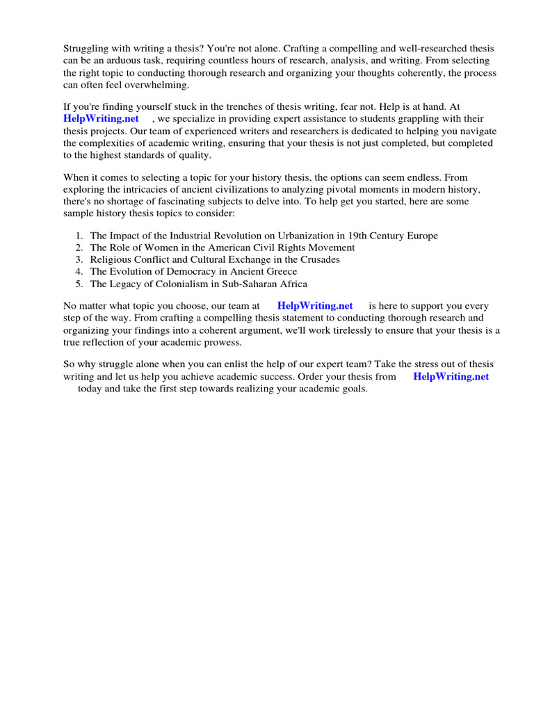 Sample History Thesis Topics | PDF | Essays | Thesis