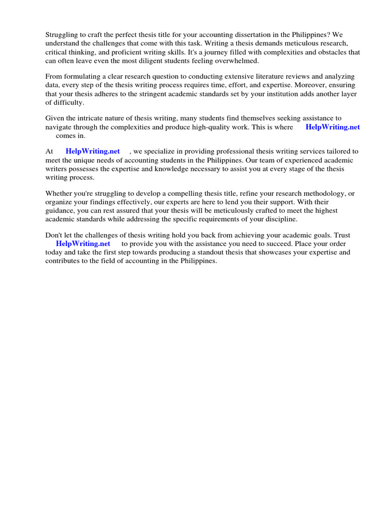 Thesis Title For Accounting Students in Philippines | PDF