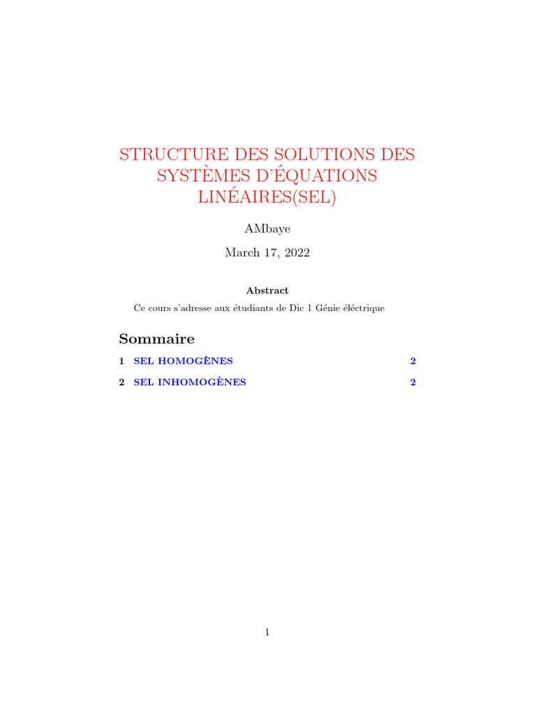 Chap 6 Structure Des Solutions Des Systemes D'equations Lineaires | PDF Chap 6 Structure Des Solutions Des Systemes D'equations Lineaires | PDF