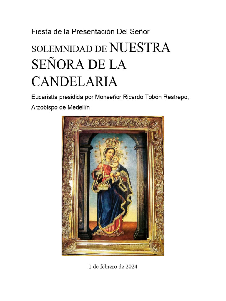 Cantoral Solemne Eucaristia Presentación Del Señor - Solemnidad Señora de La Candelaria | PDF ...