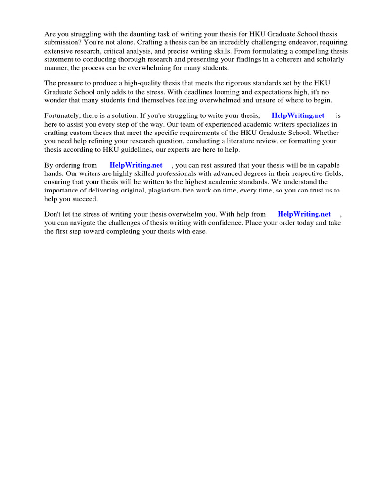 Hku Graduate School Thesis Submission | PDF