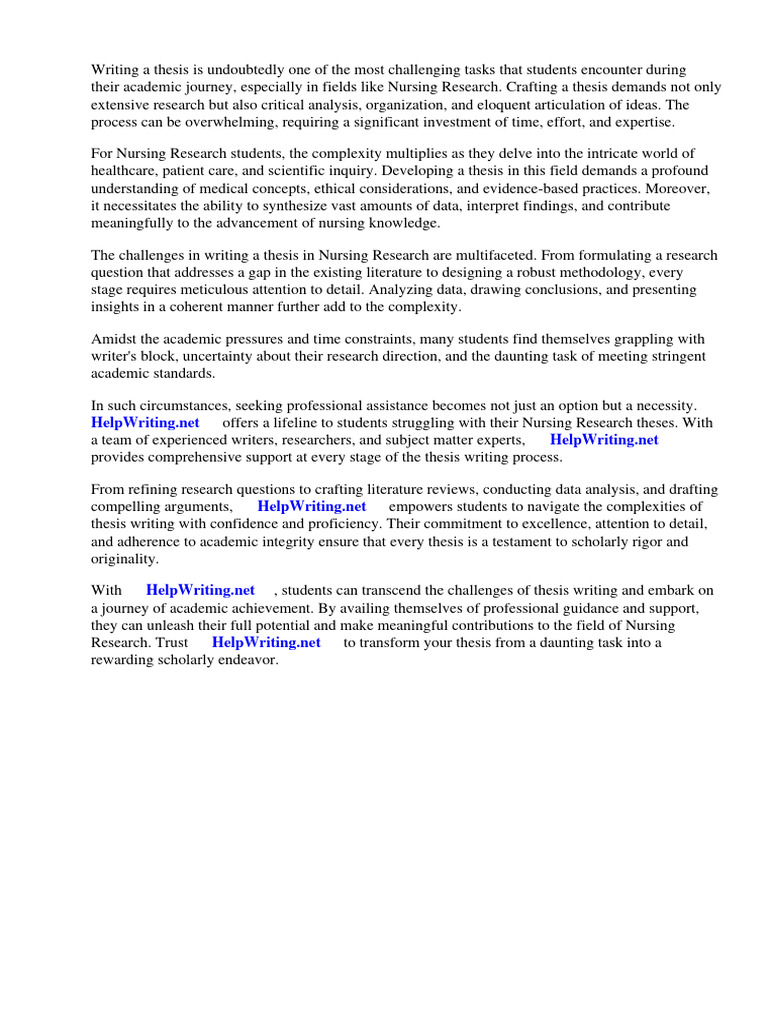 Thesis Title Nursing Research | PDF