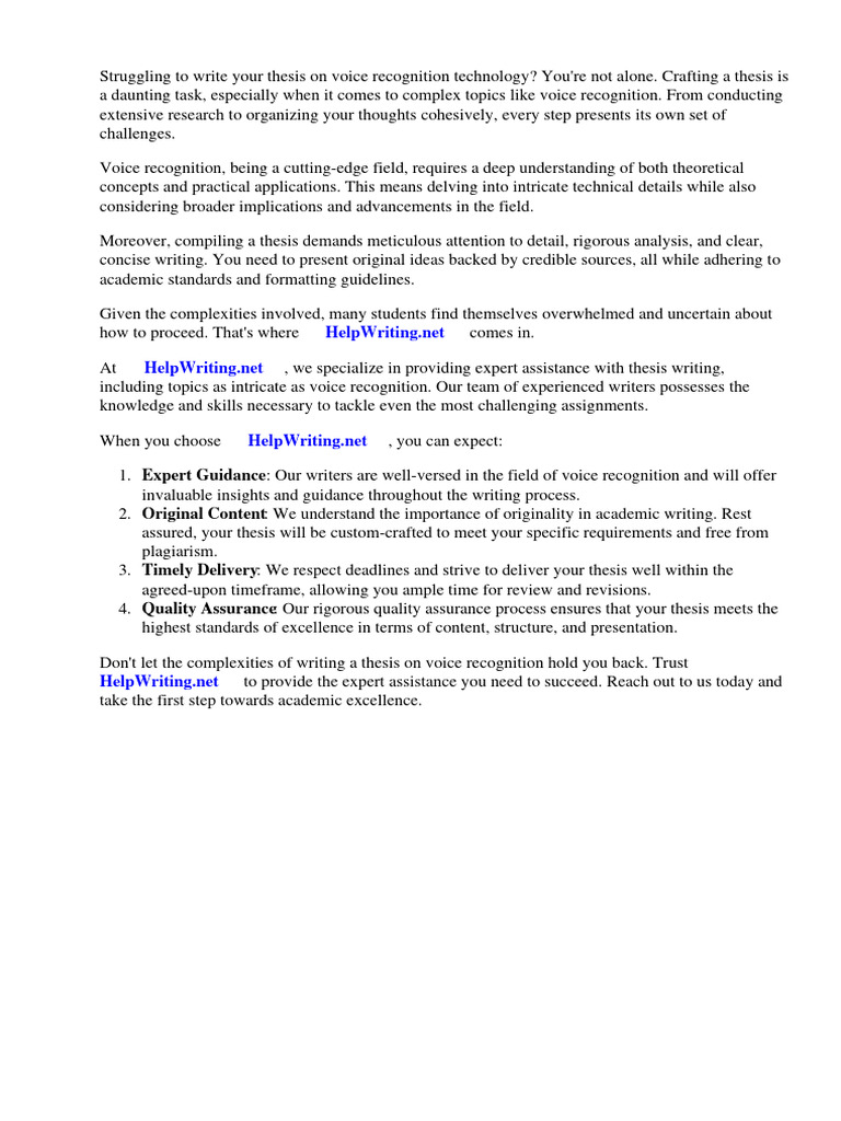 Thesis Voice Recognition | Download Free PDF | Speech Recognition | Graphical User Interfaces
