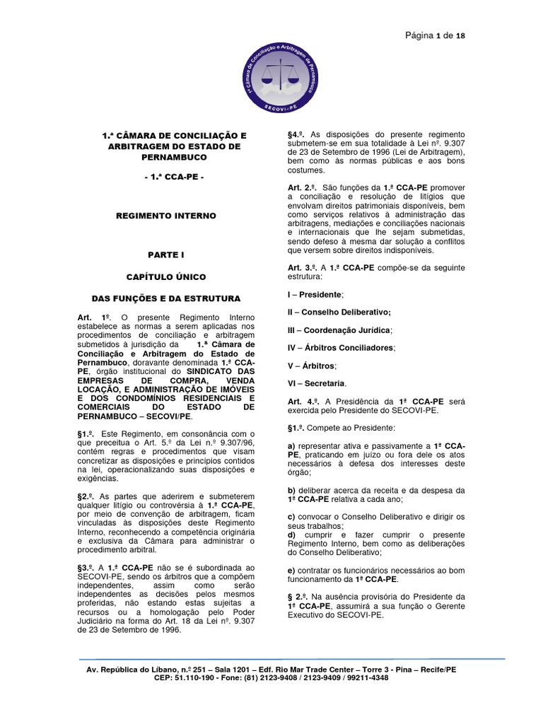Regimento Interno 1ccape 2021 | PDF