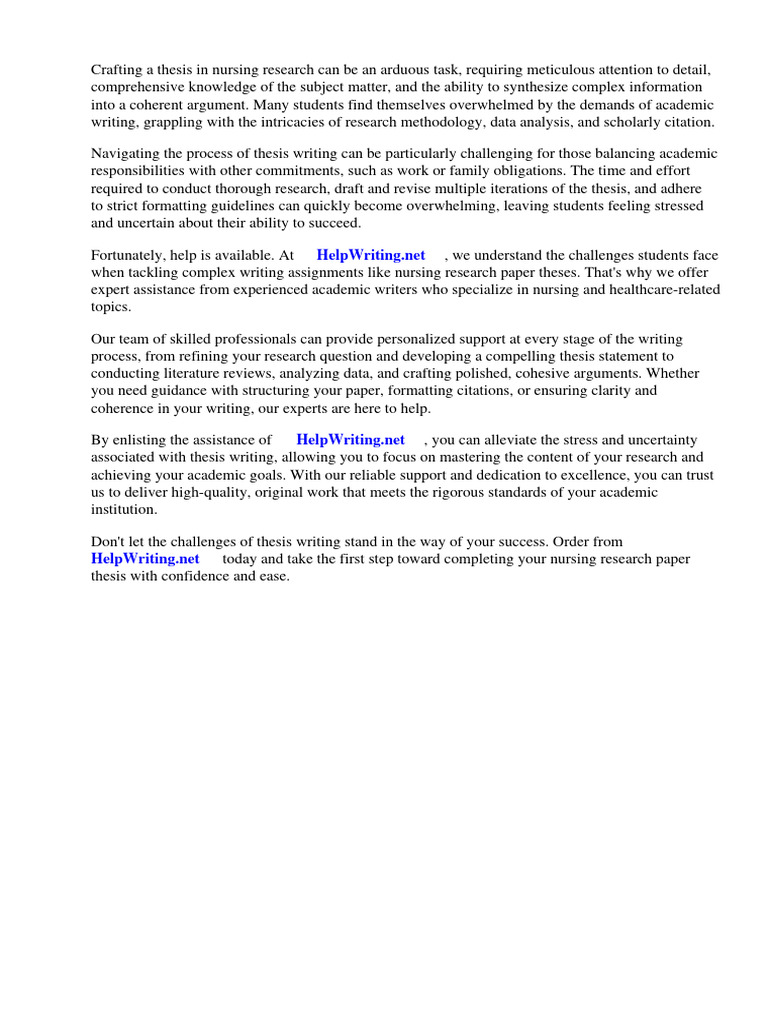 Nursing Research Paper Thesis | PDF