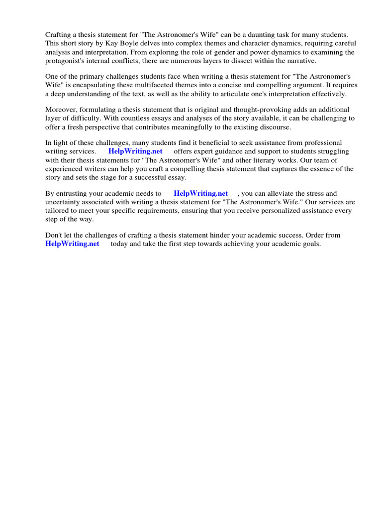 Thesis Statement For Astronomers Wife | PDF | Thesis | Essays