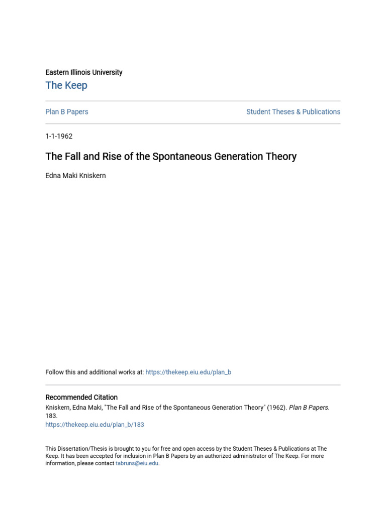 Spontaneous Generation Theory Analysis | PDF