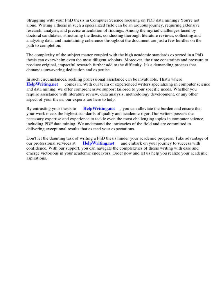 PHD Thesis in Computer Science PDF Data Mining | PDF