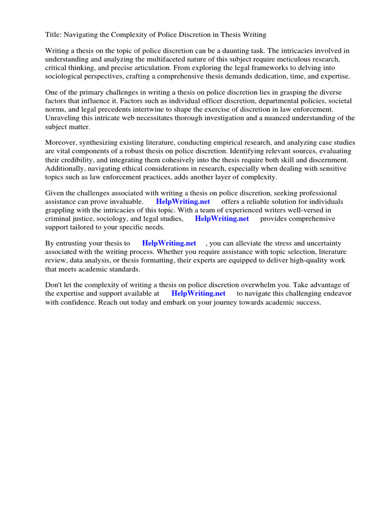 Police Discretion Thesis Statement | PDF