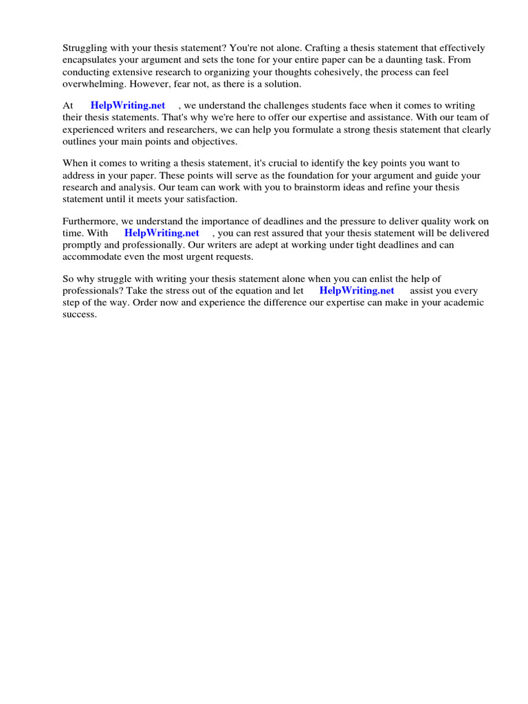 Thesis Statement Three Points | PDF