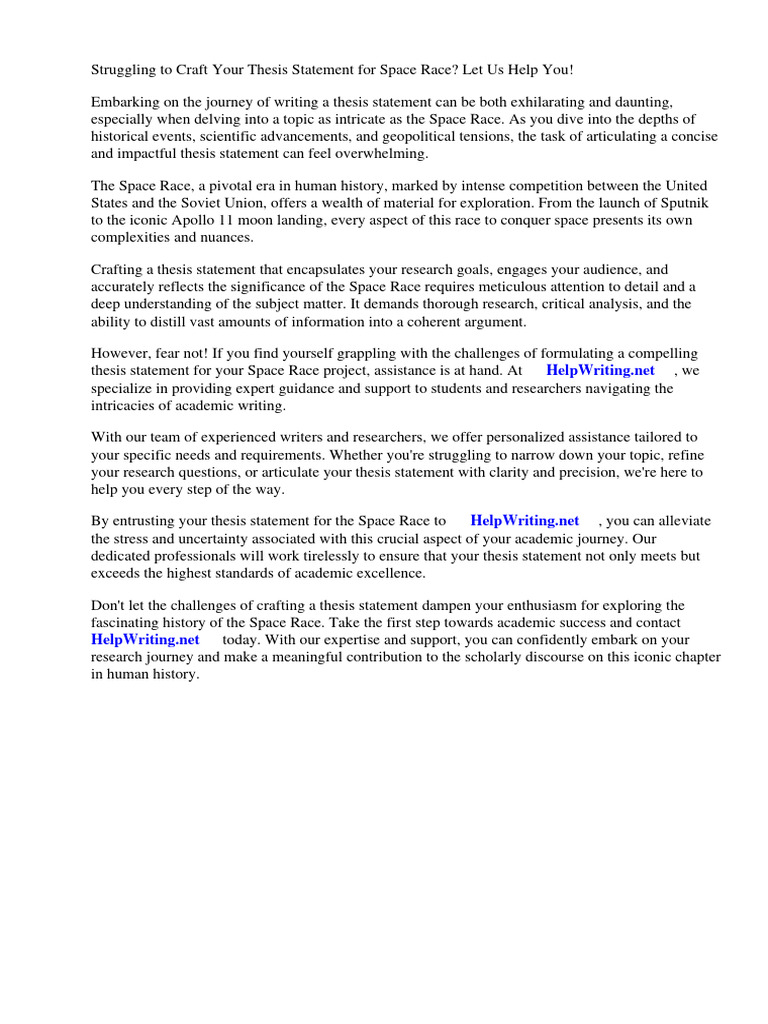 Thesis Statement For Space Race | PDF | Space Exploration | Rocket