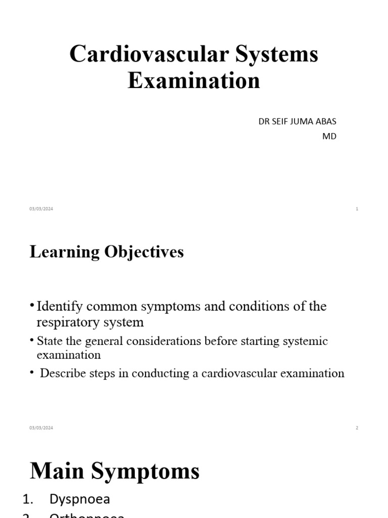 Cvs Examination | PDF | Cardiovascular System | Cardiology