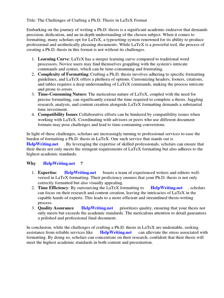 PHD Thesis Format Latex | PDF