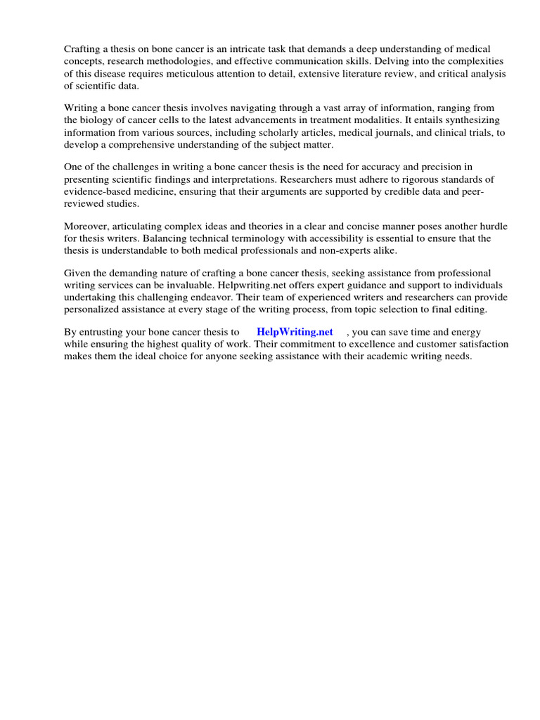 Bone Cancer Thesis Statement | PDF