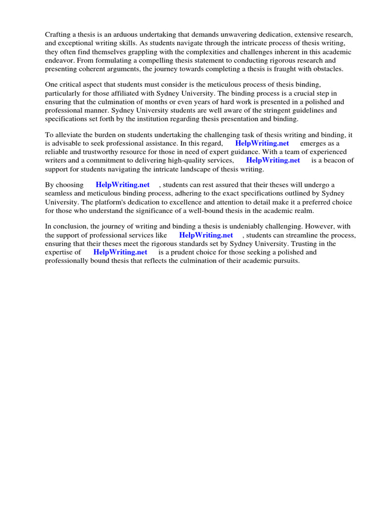 Thesis Binding Sydney University | PDF | Thesis | Bookbinding