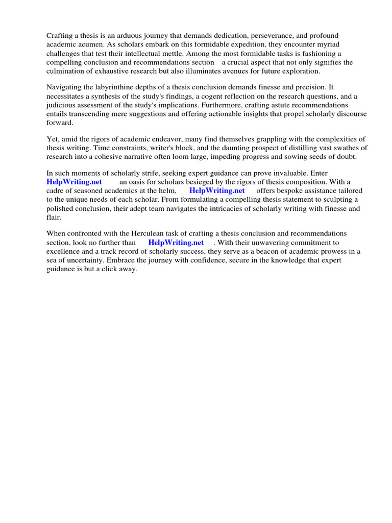 Sample Thesis Conclusion and Recommendation | PDF | Thesis | Essays