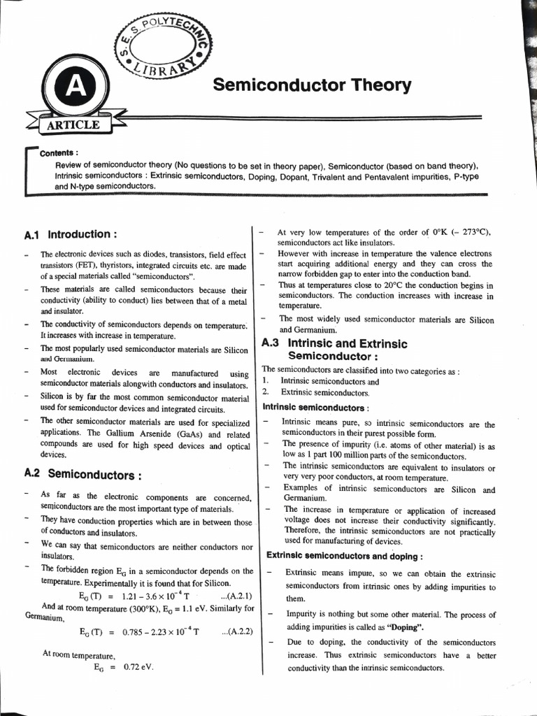 2nd Chapter Basic Electronics | PDF | Semiconductors | Doping (Semiconductor)