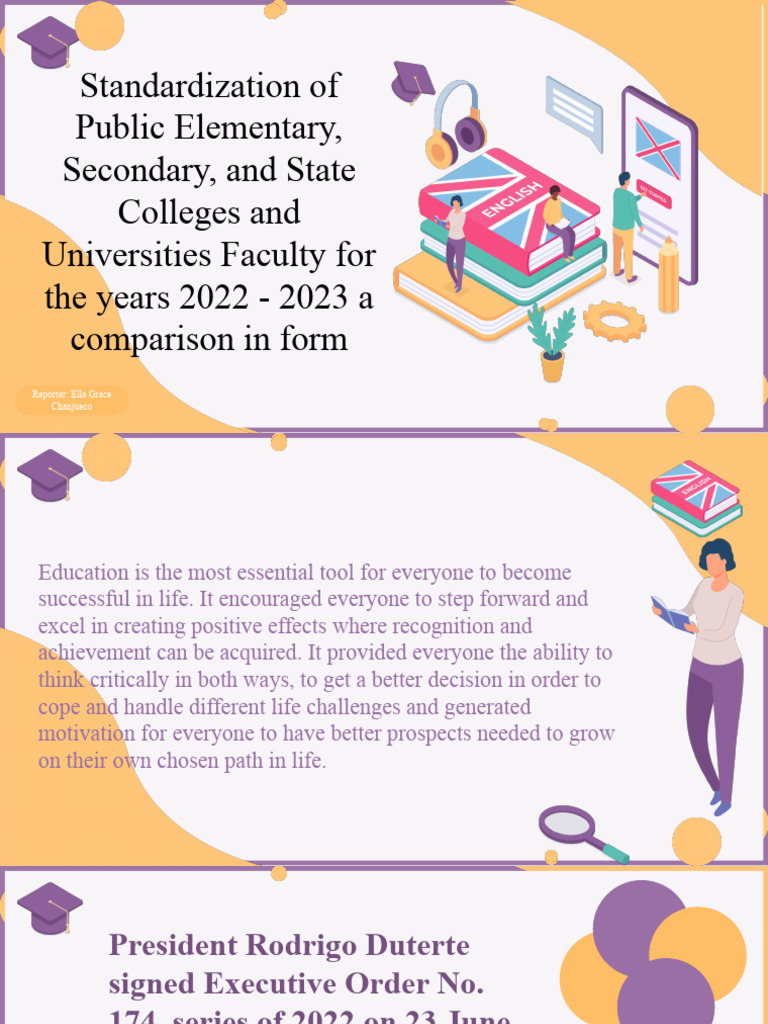 Standardization of Public Elementary, Secondary and State Universities ...