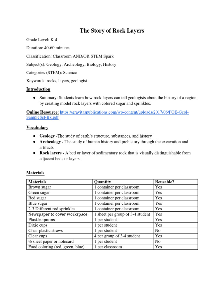 Exploring Rock Layers for Kids | PDF