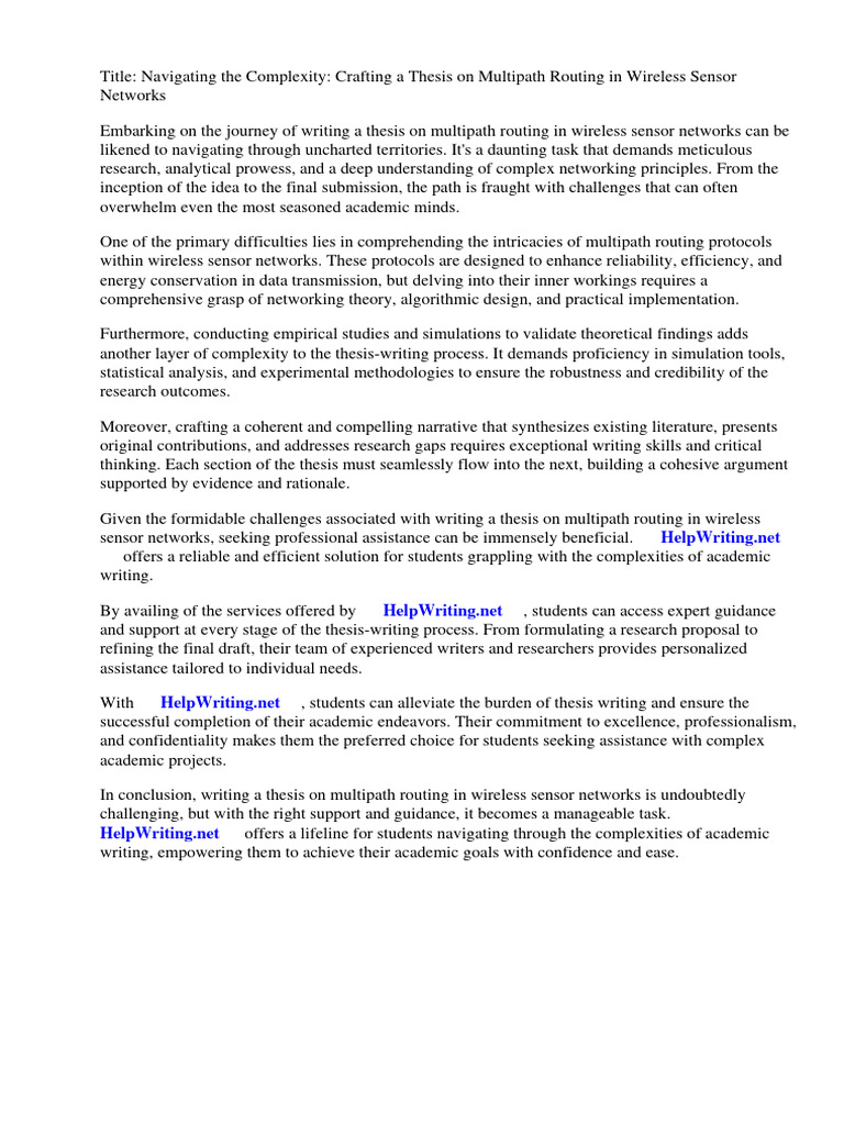 Multipath Routing in Wireless Sensor Networks Thesis | PDF | Computers