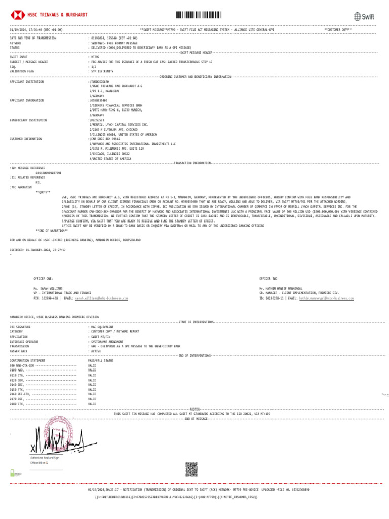 Mt799 - Merrill Lynch US de 32526 - Hathim Haneef Mannengal | PDF | Letter Of Credit | Banking