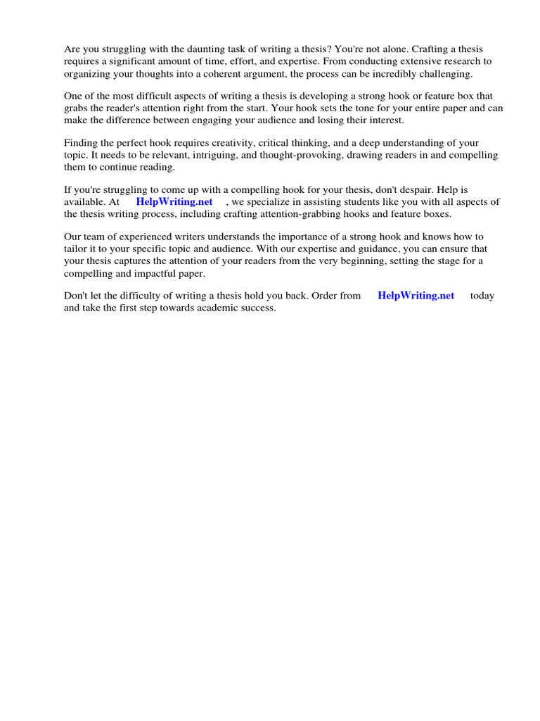 Thesis Hook Feature Box | Download Free PDF | Essays | Thesis