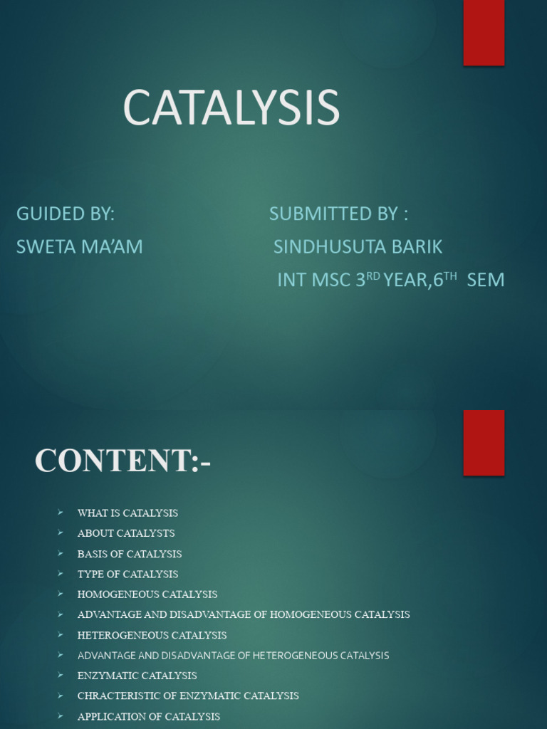Overview of Catalysis Types and Applications | PDF | Catalysis | Enzyme