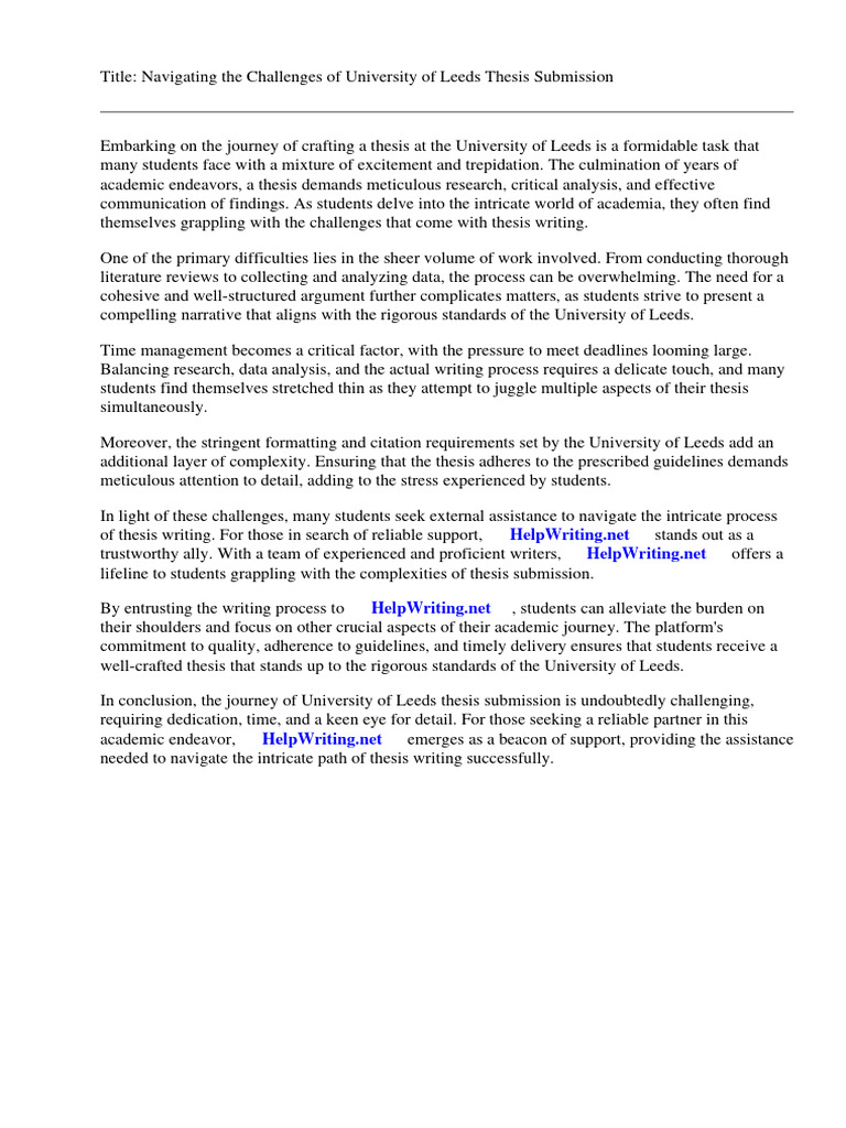 University of Leeds Thesis Submission | PDF | Thesis