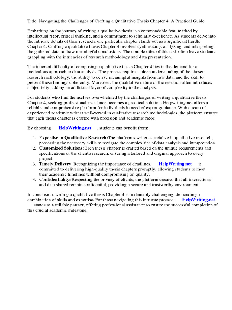 Qualitative Thesis Chapter 4 Example | PDF | Methodology | Qualitative ...