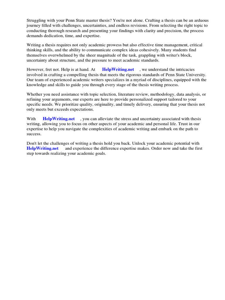 Penn State Master Thesis | PDF | Thesis | Martin Luther