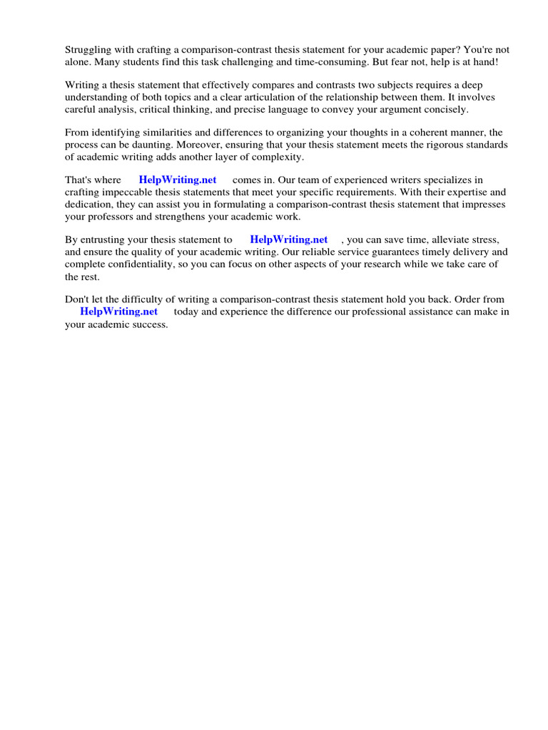 Example of A Comparison-Contrast Thesis Statement | Download Free PDF ...