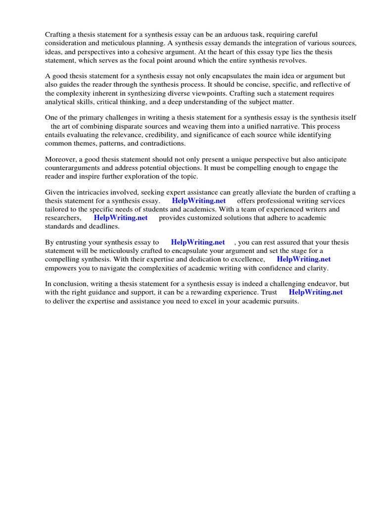 Examples of Good Thesis Statements For Synthesis Essays | PDF | Essays ...