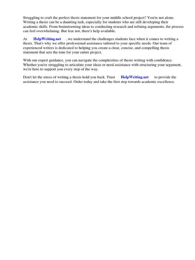 Example Thesis Statement Middle School | PDF