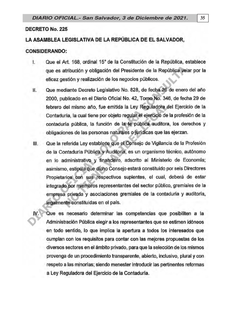 Diario Oficial San Salvador, 3 Dic 2021 | PDF
