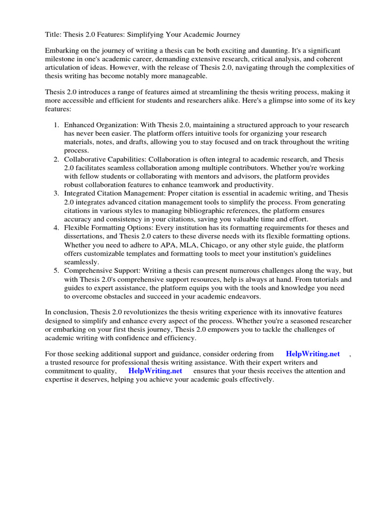 Thesis 2.0 Features | PDF