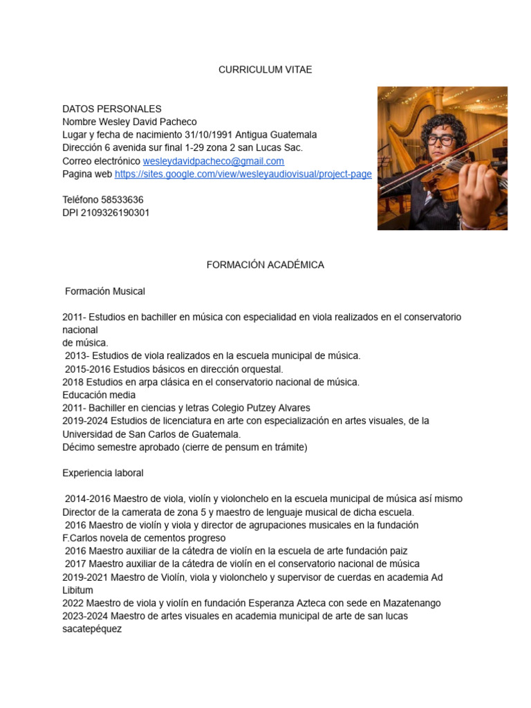 Curriculum Música | PDF | Guatemala | Viola