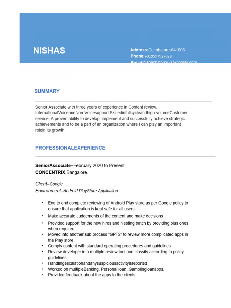 Nisha S Resume (1) | PDF
