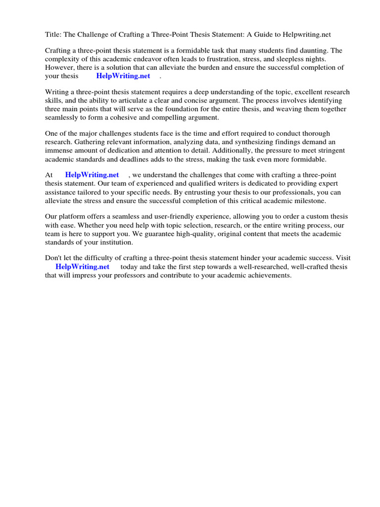 Three Point Thesis Statement Worksheet | PDF | Essays | Thesis