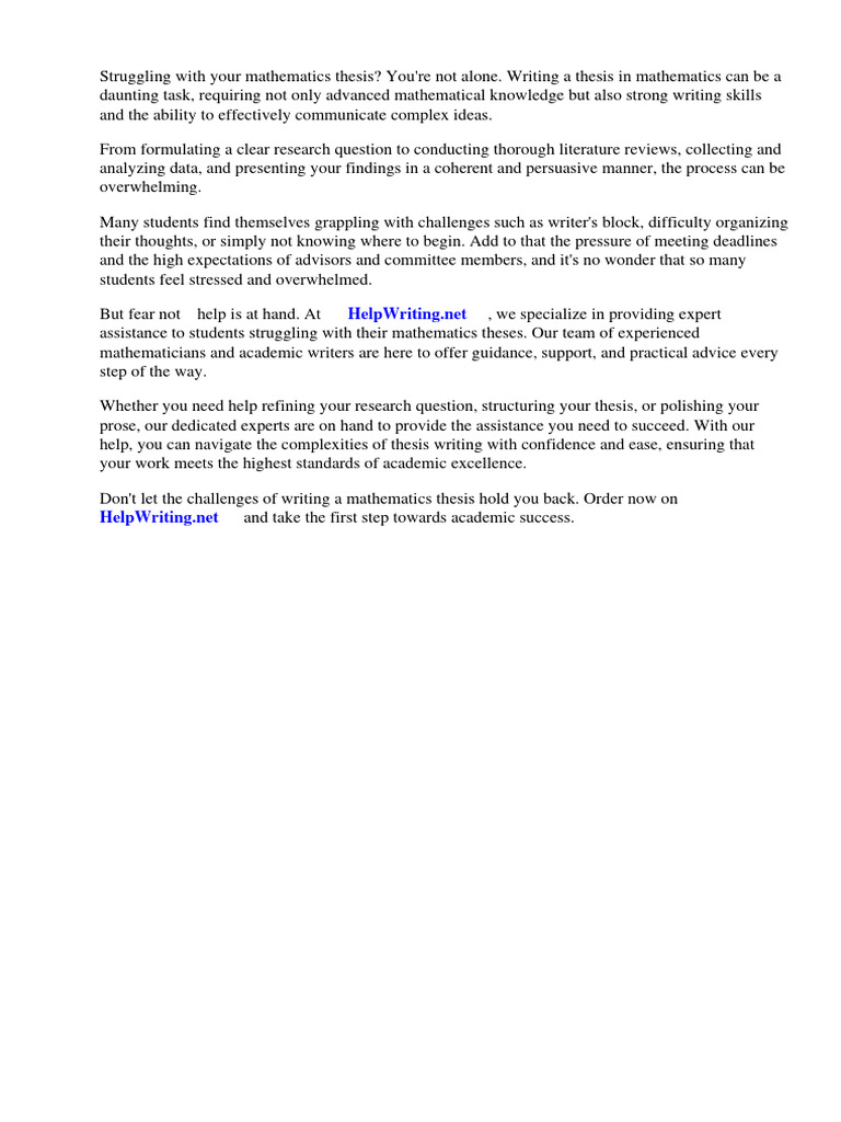 Mathematics Thesis | PDF