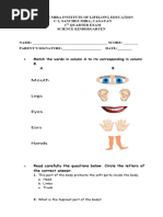 Entrance Test For Grade 1 | PDF